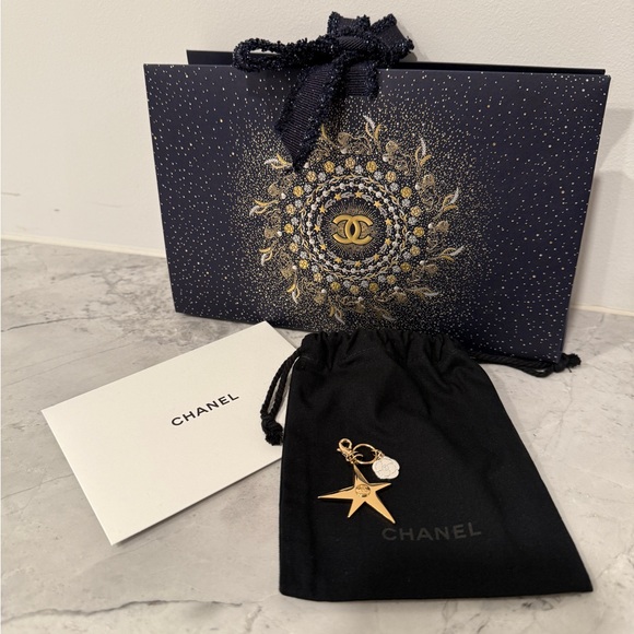 CHANEL | Accessories | Chanel Winter Constellation Gold Star Bag Charm ...